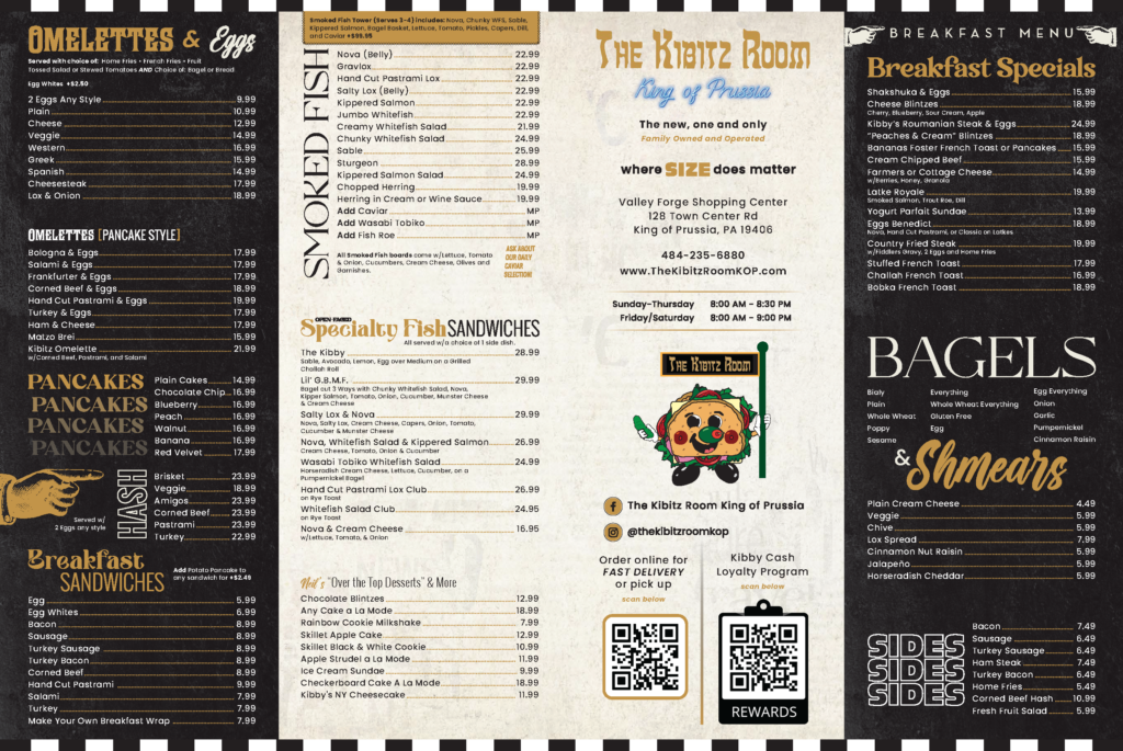 Menu - The Kibitz Room KOP